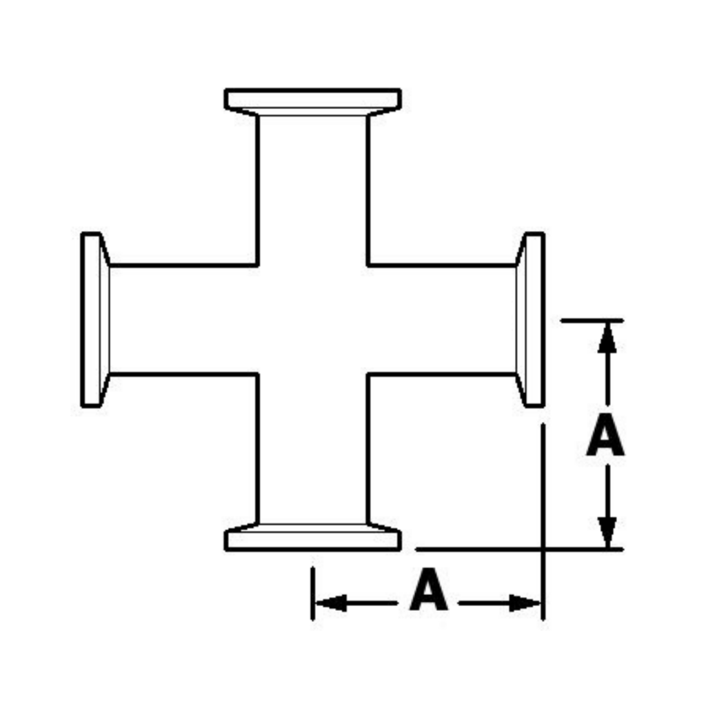 KF 4-Way Cross | KF16 or KF25 Four Way Cross | DigiVac | Vacuum fitting