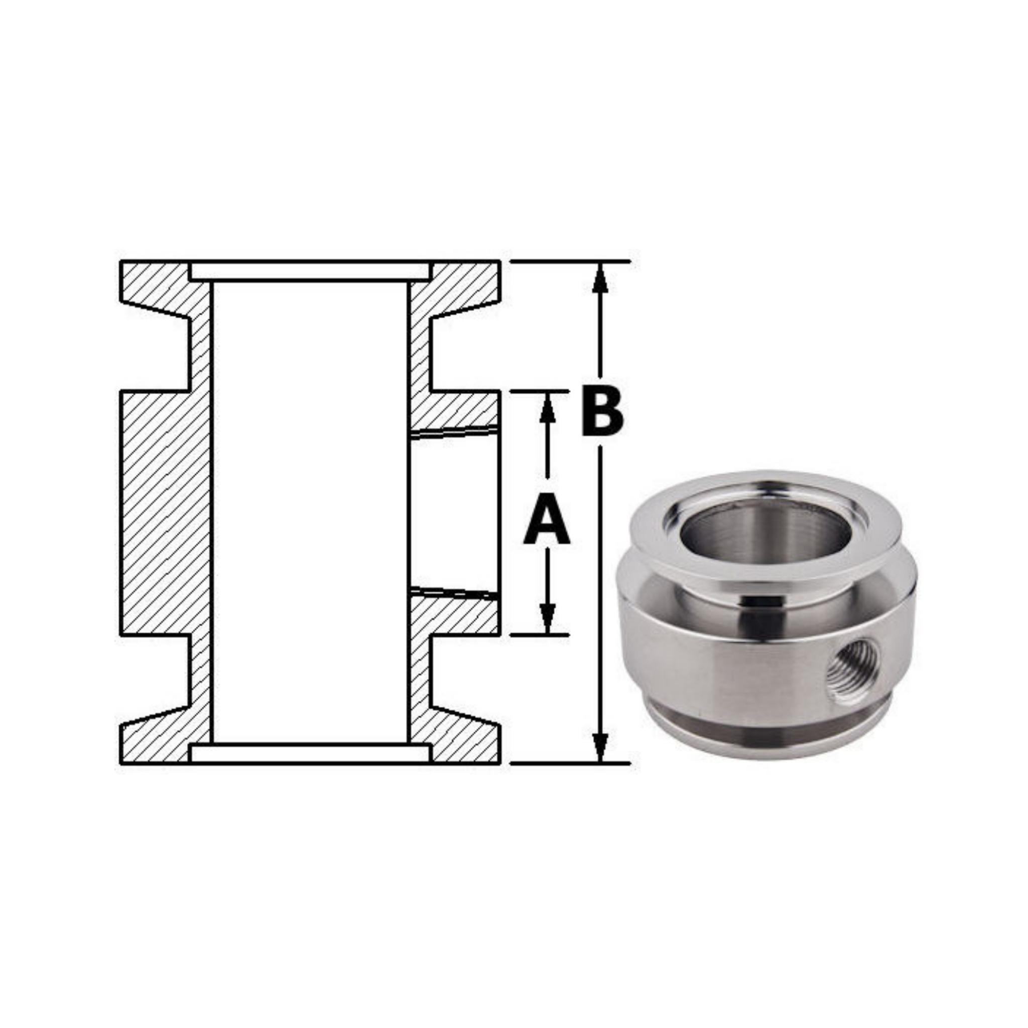 KF25 to 1/8" NPT Female Adaptive Tee QF25 NW25 to fNPT | DigiVac.com